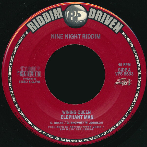 ・アーティスト Elephant Man / Red Rat ・タイトル Wining Queen / Fright Night ・レーベル・型番 VP Records VPS8693 ・フォーマット 7" ・コンディション(盤) 良い (...