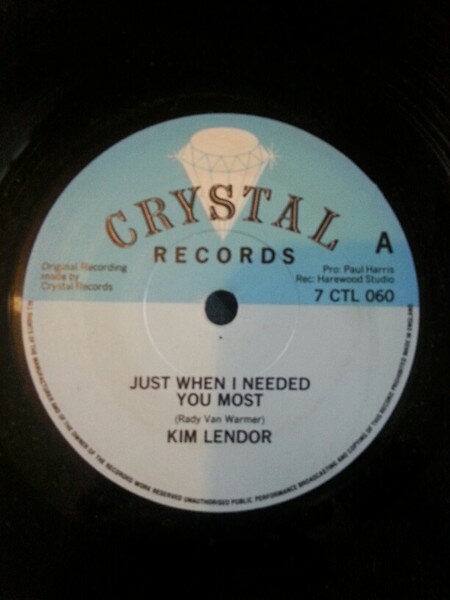 ・アーティスト Kim Lendor ・タイトル Just When I Needed You Most ・レーベル・型番 Crystal Records 7CTL060 ・フォーマット 7インチレコード ・コンディション(盤) 良い (V...