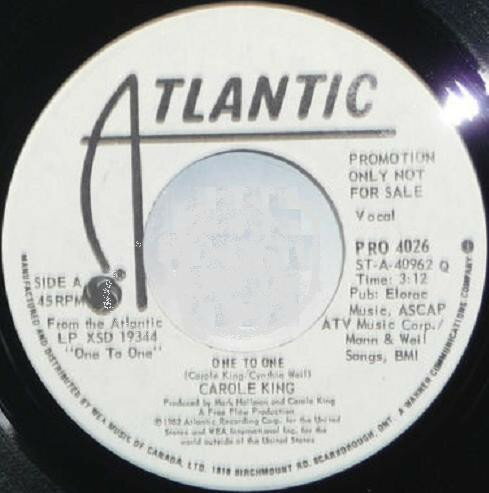 ・アーティスト Carole King ・タイトル One To One ・レーベル・型番 Atlantic PRO4026PROMO ・フォーマット 7インチレコード ・コンディション(盤) 良い (VG+) ・コンディション(ジャケット...