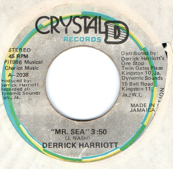 ・アーティスト Derrick Harriott, The Chariot Riders ・タイトル Mr. Sea ・レーベル・型番 Crystal D 2038 ・フォーマット 7インチレコード ・コンディション(盤) 良い (VG+)...