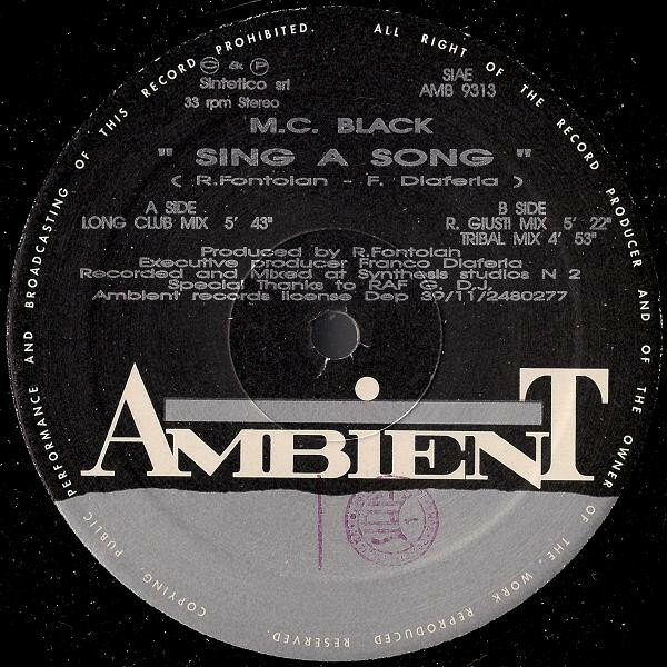 ・アーティスト M.C. Black ・タイトル Sing A Song ・レーベル・型番 Ambient Records AMB9313 ・フォーマット 12" ・コンディション(盤) 良い (VG+) ・コンディション(ジャケット) プ...