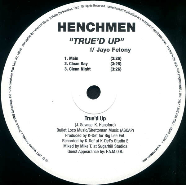 ・アーティスト Henchmen ・タイトル True'd Up ・レーベル・型番 Motown MOTR205391 ・フォーマット 12" ・コンディション(盤) 良い (VG+) ・コンディション(ジャケット) プレインカバー（元ジャ...