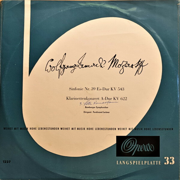 ・アーティスト Wolfgang Amadeus Mozart - Bamberger Symphoniker, Ferdinand Leitner ・タイトル Sinfonie Nr. 39 Es-dur Kv 543 / Klarine...