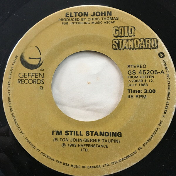 ・アーティスト Elton John ・タイトル I'm Still Standing ・レーベル・型番 GEFFEN GS45205 ・フォーマット 7インチレコード ・コンディション(盤) 良い (VG+) ・コンディション(ジャケット...