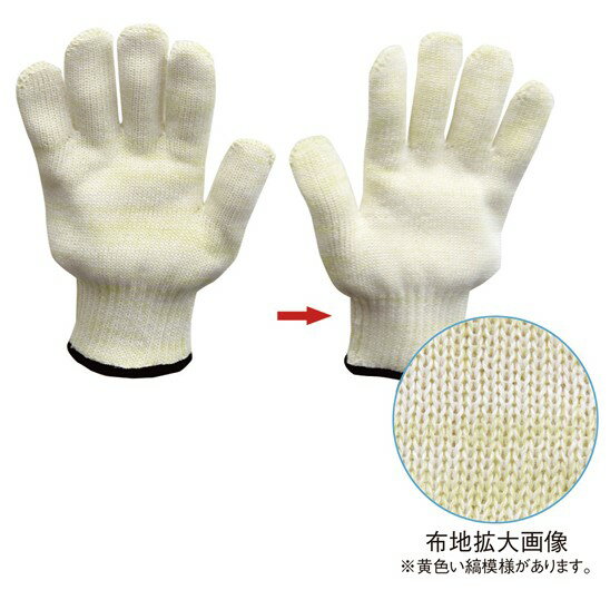 ●全長：260　耐熱温度：350℃ ●材質：外側/ノーメックス・ケブラー　内側/コットン ●指が自由に動かせる二重構造五本指タイプの耐熱グローブ。 ●汚れても洗えるので衛生的です。 ※写真はイメージです。
