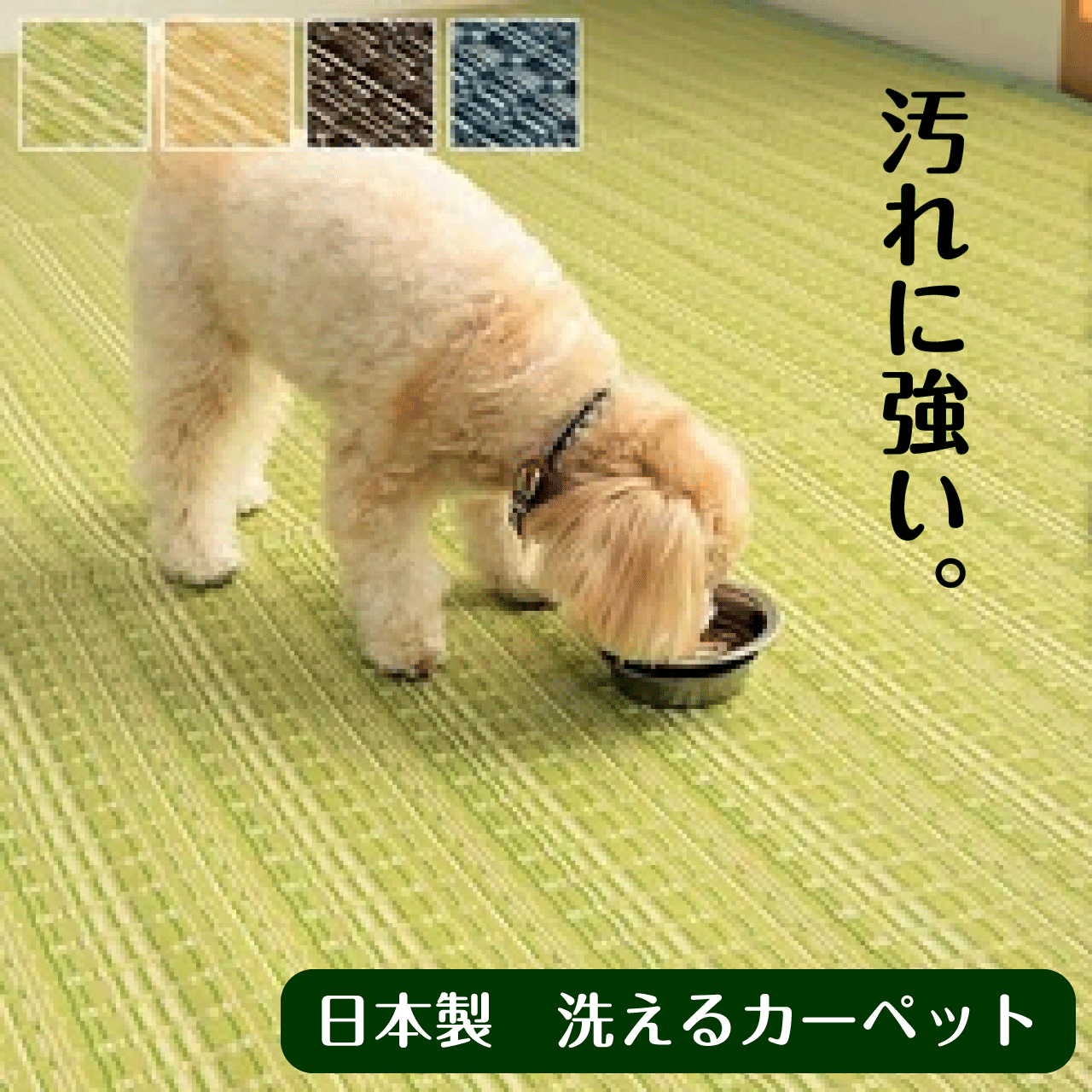 洗える！ 日本製 い草風カーペット『バルカン』お部屋の雰囲気に合わせて選べるグリーン・ベージュ・ブラウン・ネイビーの4色と、細かく選べる豊富なサイズ展開でご用意細いストロー状のような素材を細いパイプ状にして織り込んだ敷物です。強度が高くしっ...