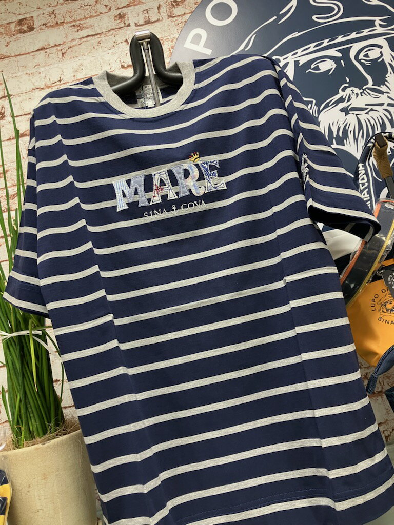 シナコバ半袖Tシャツ綿100％大人気「SINACOVA」ホワイト＆ネイビーマリンスポーツ（1万以上のお買い上げで送料無料）（父の日ラッピング無料）