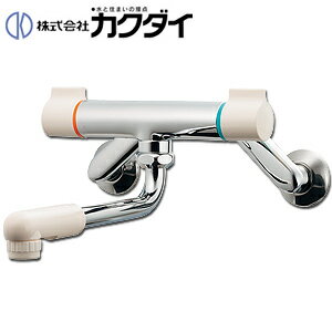 【規格・特徴】 ・水側:104-015、湯側:104-016 ・クランク:101-411 ・上下組替え兼用 ・一般地仕様 # 2ハンドル混合栓 上下組替え兼用カクダイ128-110