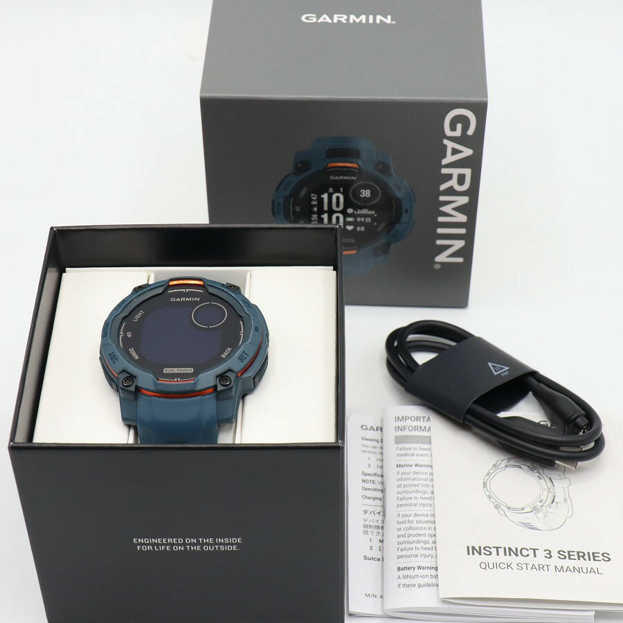 ■商品名 【美品】GARMIN Instinct 3 Dual Power 45mm 010-02934-31 Twilight スマートウォッチ インスティンクト スリー デュアル パワー ガーミン 本体 ■商品状態 【B】一般的な使用感...