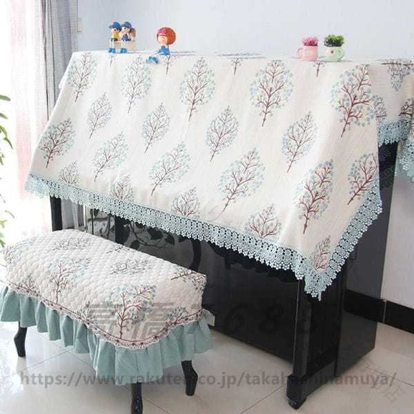 ■商品名：ピアノカバー■商品内容：ピアノカバー＋椅子カバー■素材綿麻、レース■サイズ：サイズ表※平置き採寸となりますので、多少の誤差につきましてはご容赦ください。■カラー：チェック柄（綿麻生地）、ベージュ（ レース生地）、ゴールデン（ レー...