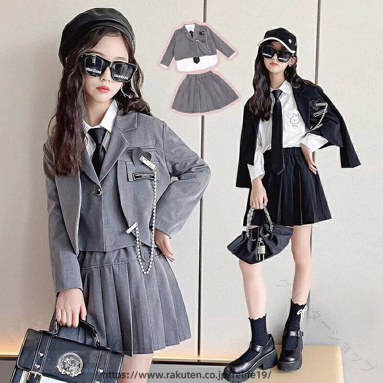 【原産国／製造国: 中国】 .卒業式 スーツ 女の子 キッズ 子供 小学生 ジュニアスーツ フォーマルスーツ キッズフォーマル 親子服 大きいサイズ ネクタイ付き 5点セット 3点セット 120 130 140 150 160 170cm ...