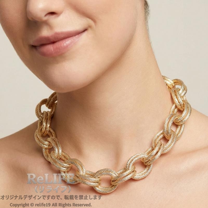 ・カテゴリ: ネックレス・スタイル: ヒップホップ、個性的・素材: アルミ、合金・加工: メッキ加工・: U字型、サークル、幾何学・チェーンの種類: ツイストチェーン・カラー: ゴールド・首回り: 約31-40cm・対象: 男女兼用・カテゴ...