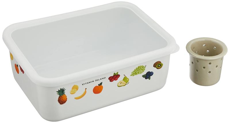 和平フレイズ(Wahei freiz) 漬物容器 ホーロー ぬか漬 保存 水抜き付 ビタミンアイランド ME-7274サイズ:約23.5×17.5×8.6cm重量:約690g本体:ほうろう用鋼板(ほうろう加工)生産国:タイ