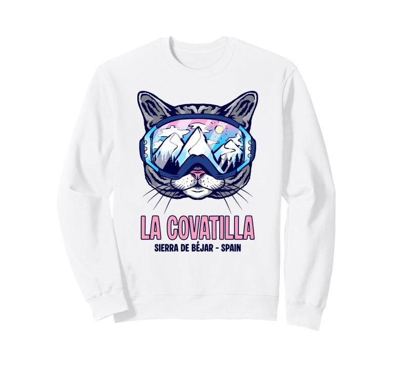 猫 スキー ゴーグル マウンテン パノラマ La Covatilla トレーナーシエラ・デ・ベハールの山をモチーフにした漫画の猫スキーゴーグル。 ラ・コヴァティージャ・カスティーリャとレオン・スペインの次のスキー休暇に、スノーボードライダー...