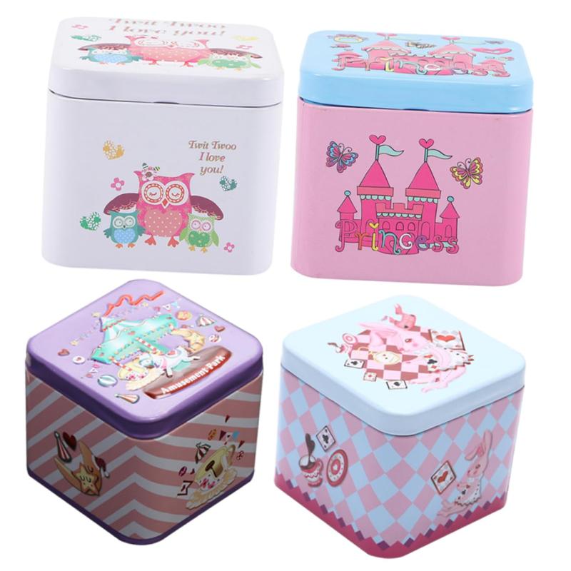 Cabilock 4個入り ボックス ブリキ収納ボックス 小さなブリキの容器 金属製のティー缶 かわいいクッキージャー クッキー用の缶 食品保存箱 缶 小さな金属 子 ブリキの箱ミニ犬の置物：、省スペース、便利な収納、あなたの家をよりきちん...