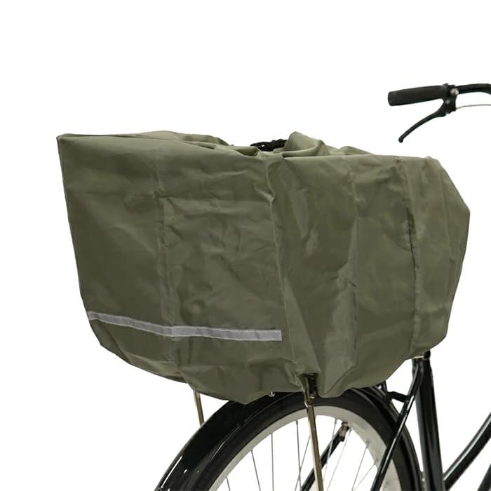 大きい荷物も入る巾着型 キアーロ 自転車 後ろかごカバー カーキ 安全バスケットカバー後ろ用 大容量 雨の日にかぶせるだけ 防水加工 大型カゴ対応カバー最大寸法(cm) 幅約75cm×長さ約64cm 胴回り148cmまでの自転車の買い物かご...