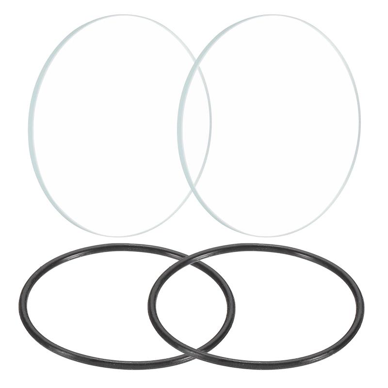 PATIKIL 1.5インチ直径LEDレンズ 2セット磨かれたエッジの懐中電灯交換用ガラスレンズ ライトソースレンズ交換用シリコンリング付き 透明レンズ直径：38 mm / 1.5インチ；レンズ厚さ：2 mm / 0.08インチ；シリコンリ...