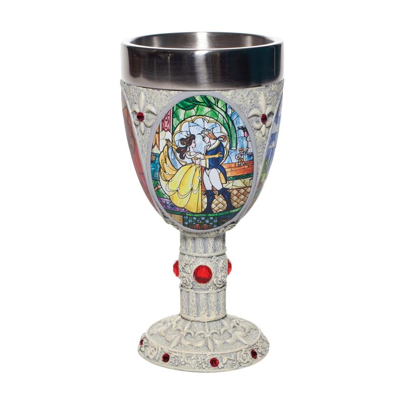 Enesco Disney Showcase Beauty and The Beast Stained Glass Scenes Goblet Cup Decorative Chalice, 7.09 Inch, MulticolorENE...