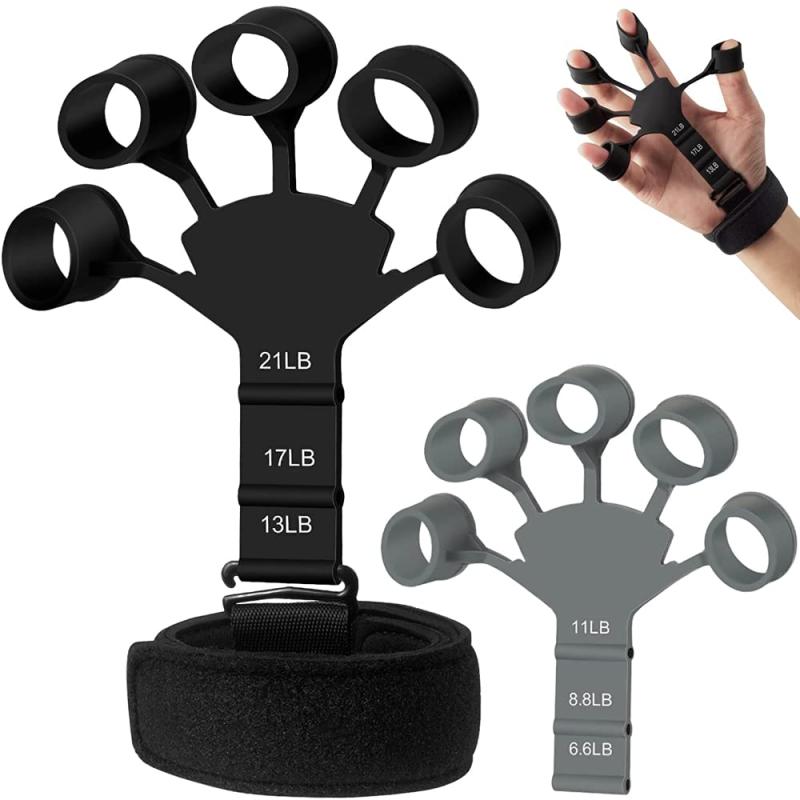 RUITING ハンドグリップ フィンガートレーナー 指トレーニング 握力 6つの抵抗調節可能 6.6-21LB 握る器具 指運動者キット 指の強化 指訓練 指 前腕 手首 機能回復 筋力トレ ストレス解消 高齢者セット内容：2個指ストレッ...