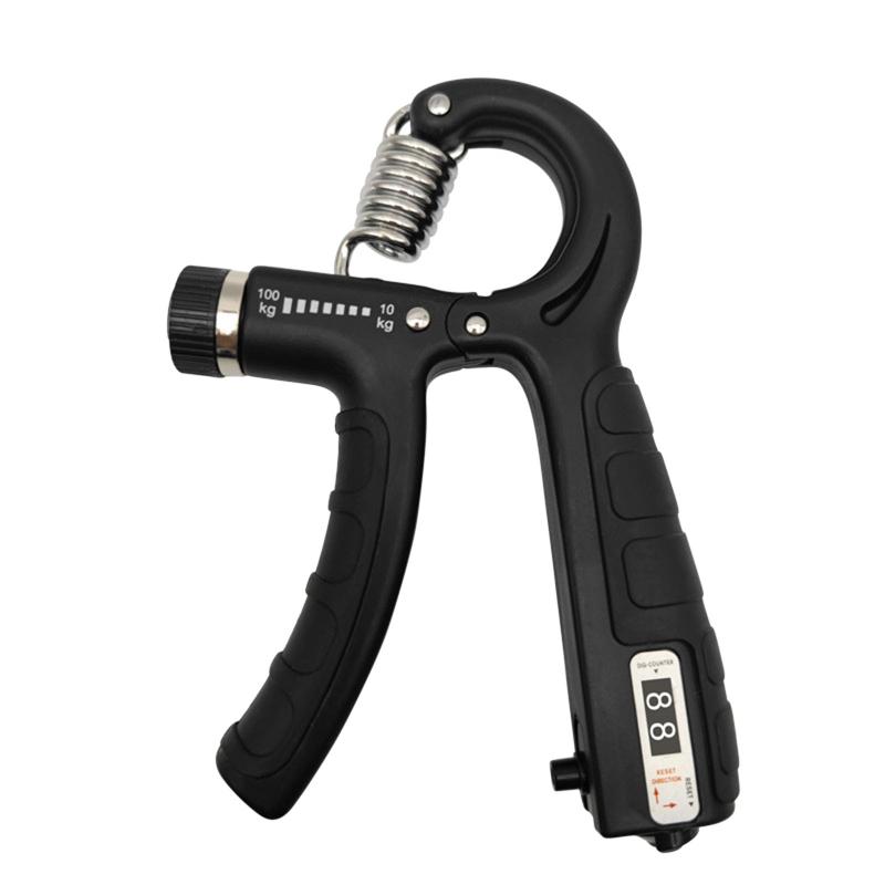 ハンドグリップ 握力トレーニング器 100kg カウント 調整可能 筋トレ リハビリ 握力強化訓練 滑り止め 男女兼用 ポータブル ブラック【計数可能】機械式計数器を内蔵し、毎回の有効握圧を自動的に計数し、訓練の進度をはっきりと把握する。1...