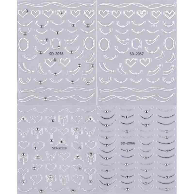 WBLDB ネイルアート3Dデコレーションセット, ハート・ジュエリー・ジェム・クロス・チェーンデザイン, 自己粘着ネイルシール 4枚デザインバリエーション: ハート、ジュエリー、ジェム、クロス、チェーンなど、多様な3Dデコレーションパーツ...