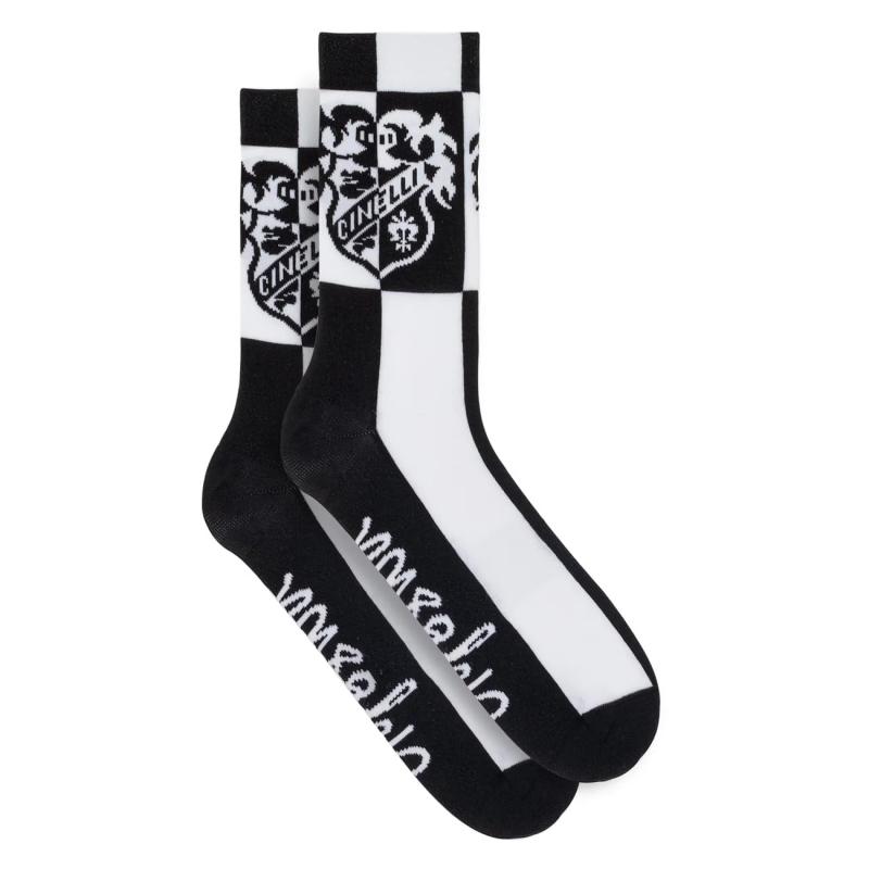 [チネリ] 靴下 Crest Black 'N' White Pastori cycling socksサイズ：XXL