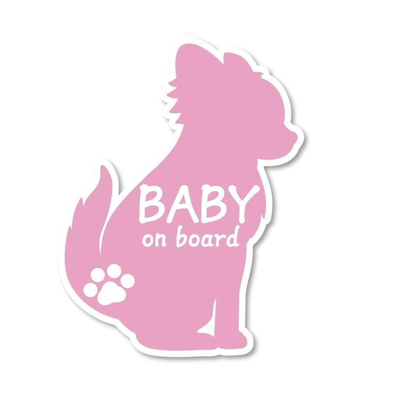 SignStore チワワのシルエットステッカー Baby on board 約14.5cm×11cm マルチカラー ビニール 日本製 防水加工 car_character_08_Babyチワワのシルエットステッカーですカラーは4色展開とな...