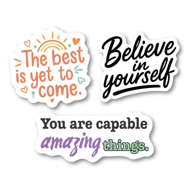 英語名言 モチベーション ステッカー 3枚セット｜Believe in yourself／The best is yet to come／You are capable of amazing things商品仕様