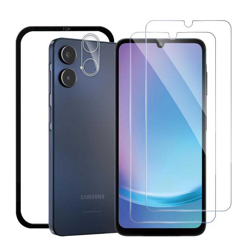 【ガイド枠付き】Galaxy A25 5G 対応 ガラスフィルム（2枚入り）＋カメラフィルム（1枚入り） 自動吸着・超簡単貼り付け SC-53F SCG33 ギャラクシー A25 5G 用 液晶 保護フィルム 強化ガラス 硬度【対応機種】G...