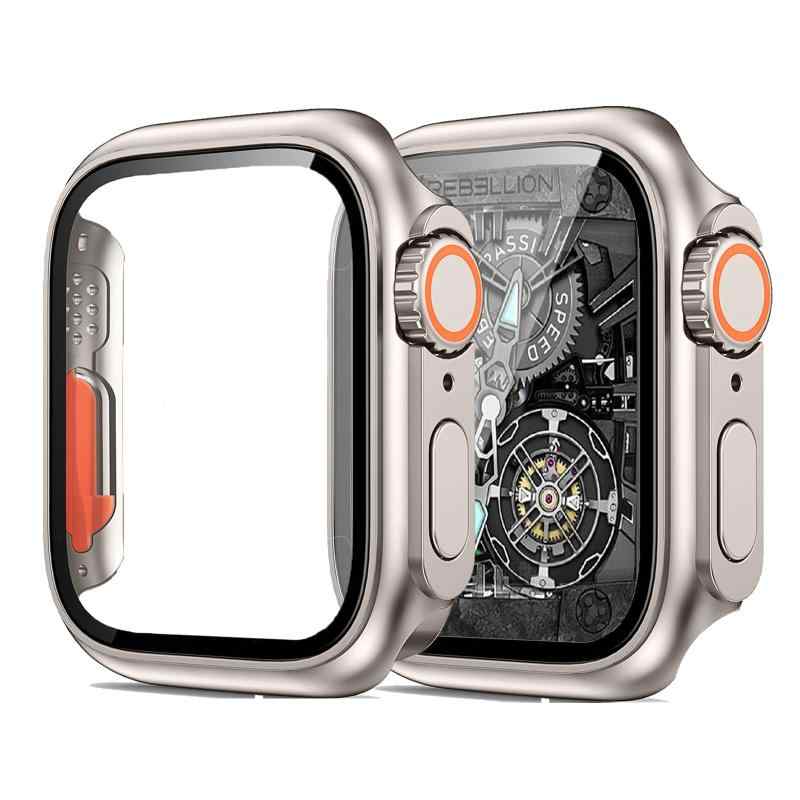 YAODLE Apple Watch 46mm カバー と互換性があり 数秒で Ultra シリーズの外観に変換できます アップルウォッチ ケース 日本旭硝子材 キズ防止 軽量 頑丈 強化ガラス アップルウォッチ 10 対応（46mm,【互...