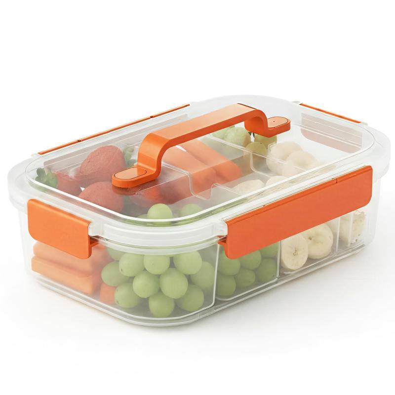 Li &amp; Zhao Snackle Box Container - 4-Compartment Divided Snack for Children