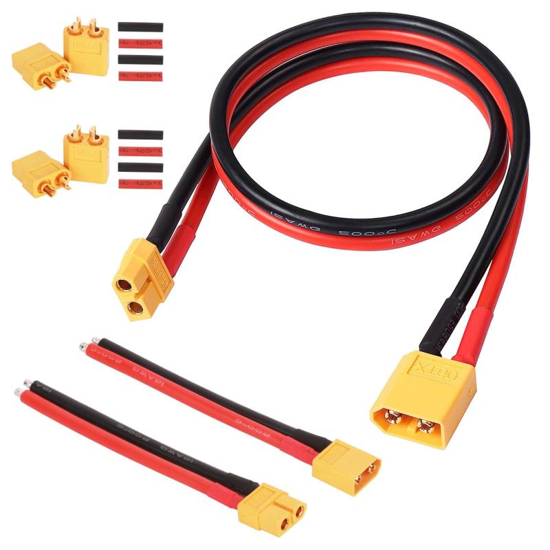 GTIWUNG 1個 XT60オス-メスコネクターケーブル12AWG 50cm 1対 XT60コネクター XT-60オスメスコネクタ XT60 オス メス バレット コネクタ プラグ 10CM 12AWGシリコンワイヤー付き）2ペアXT60...