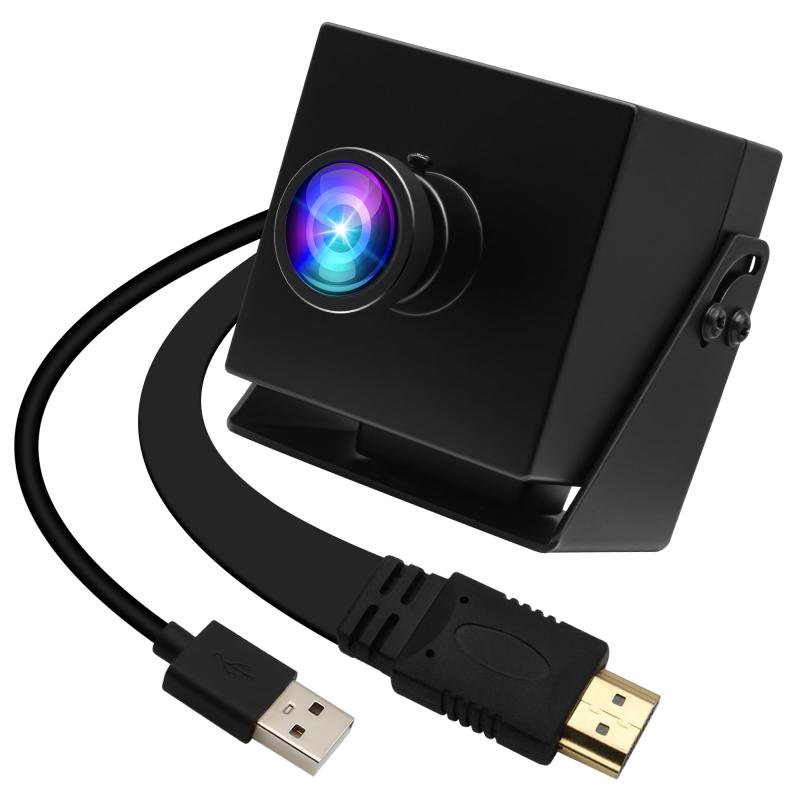 ELP 4K 30fps HDMI USB カメラ 広角 PC 同時出力 ミニ UVC USB2.0 ウェブカメラ 2X デジタルズーム H.264 8mp USB セキュリティ コンピュータモニター用4K USB &amp; HDMI カ...
