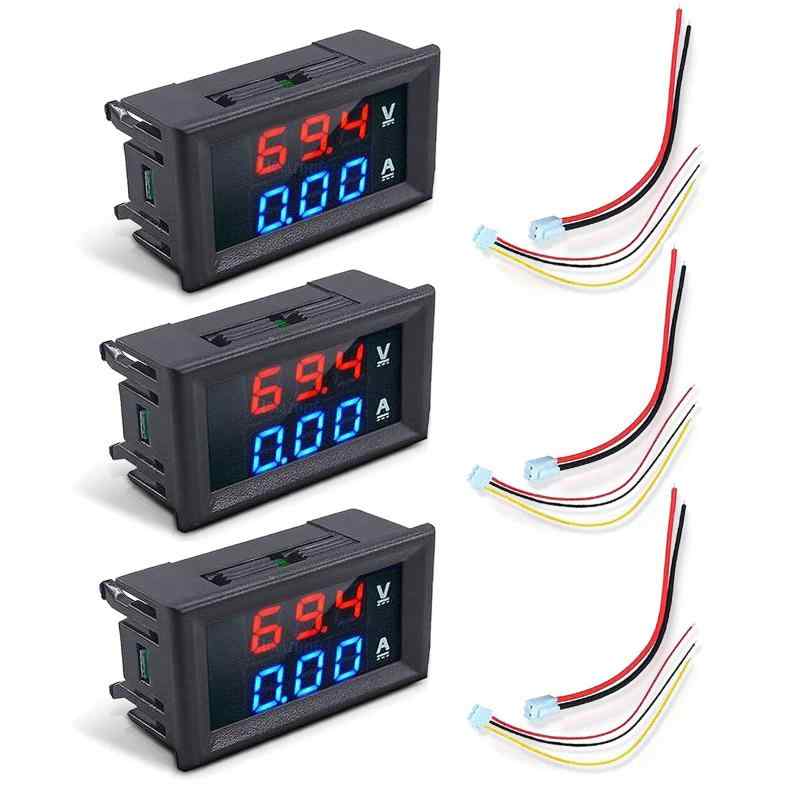 サムコス デジタル電圧計電流計 3個セット LEDパネル取付け型 10A DC0-100V 逆接続保護 高精度 0.1V 0.01A リード線付き▣使用范围：給電範囲はDC4-30.0vです。測定可能な電圧範囲は0.0V〜100Vです。▣電...
