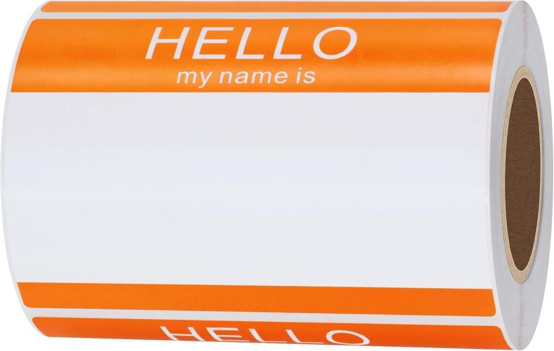 Hybsk Hello My Name is 名前ラベル 名札識別ステッカー 89 x 60 mm 200枚入り1ロール。詳細: 89 x 60 mmHello, my name is |半光沢紙|200自己粘着ラベル√ デザイン：書き込み...