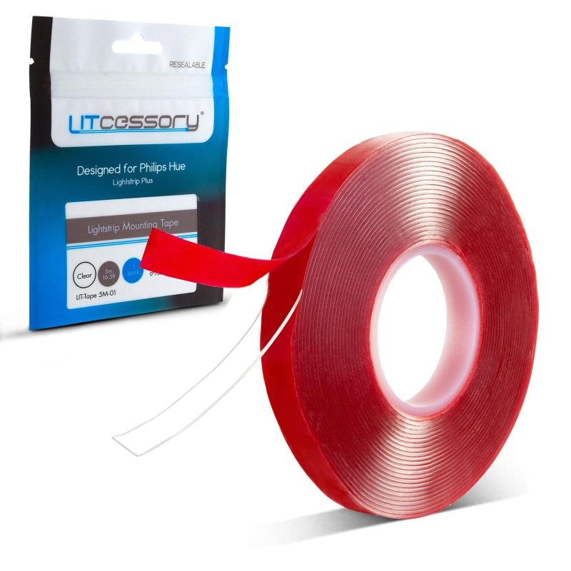 Litcessory ライトストリップ取り付けテープ (5m) 為に Philips Hue、 LIFX Lightstrip、 C by GE Lightstrip – 強い、取り外し可能、両面テープ - ほとんどの LED ストリップ ...