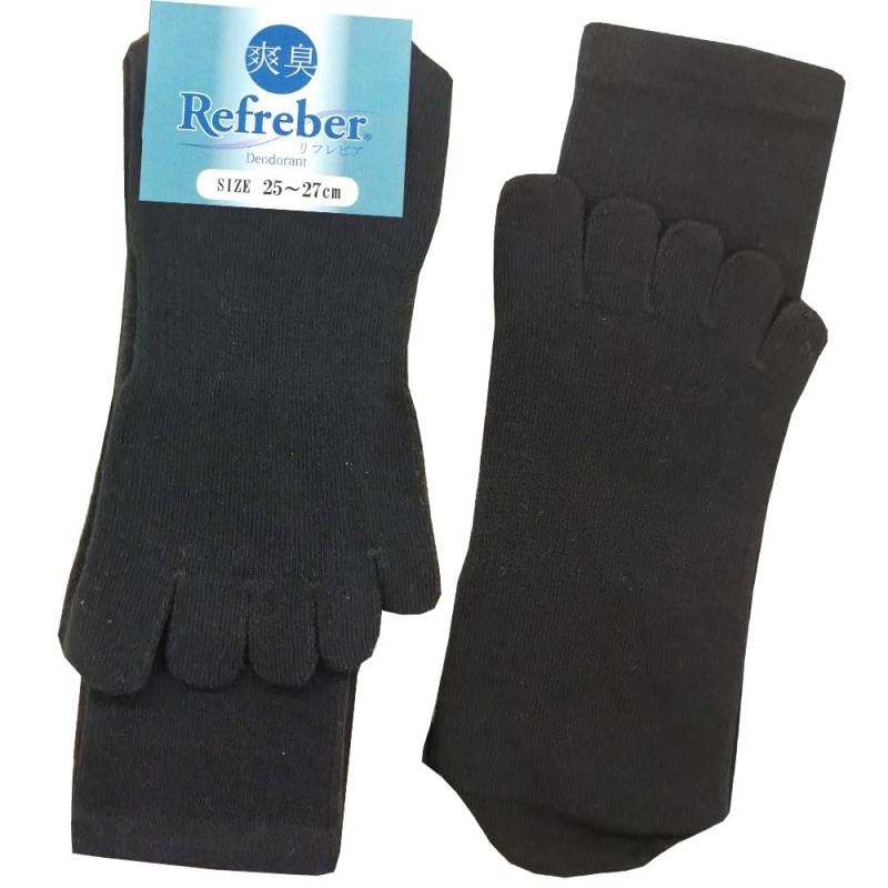 [アプローズ] 3足セット 5本指 ビジネスソックス 黒 紳士靴下 消臭 Refreber表素材は、綿100%使用　強力消臭 Refreberを使用した5本指メンズソックス　3足セットです。サイズ：25-27cm・28-30cm　2サイズ展...