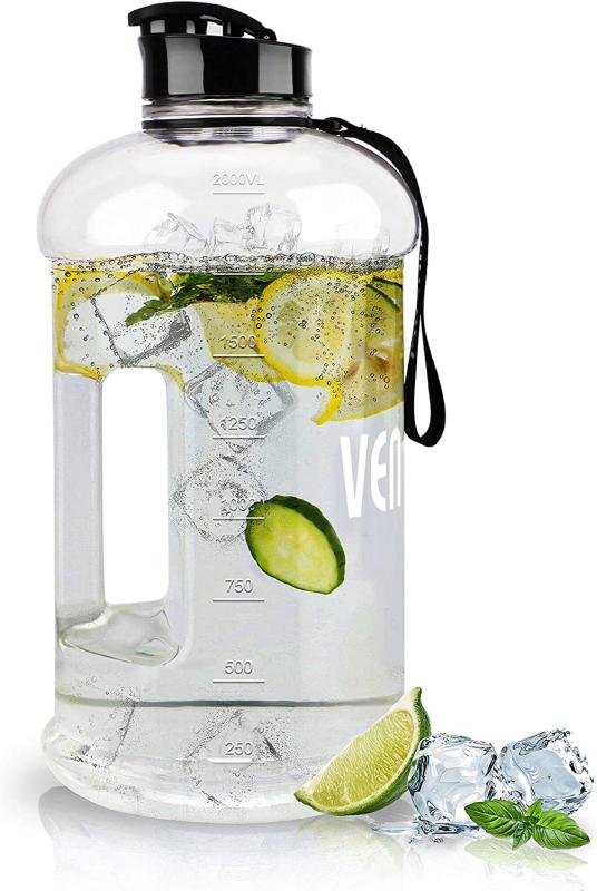 VENNERLI ハーフガロンウォーターボトル 2.2L Lサイズ スポーツウォーターボトル ハンドル付き 72オンス BPAフリー 再利用可能 プラスチックウォータージャグ