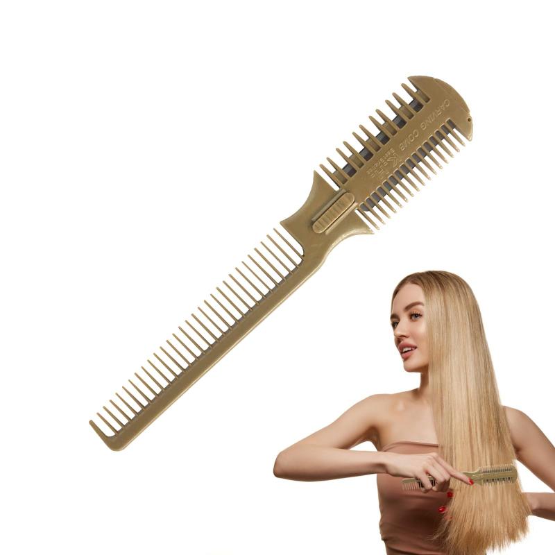 Coollooda ヘアトリマー デュアルサイド枝毛ヘアトリマー 髪を薄くする セルフカット 女性用枝毛トリマー コームシェーパー すきかみそり クシ型 前髪 髪の毛 前髪カットツール【枝毛トリマーの高性能】：ABS材料で作られたこのヘアト...