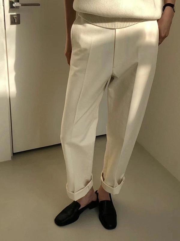 ・カテゴリ: 普段着パンツ・素材: 綿95%以上・パンツの形状: 直筒・パンツ丈: 長ズボン・ウエスト: ハイウエスト・厚さ: 中等・デザイン: ポケット・カラー展開: 白色、黒色・サイズ展開: S、M・スタイル: 日韓カジュアル、韓国風・...