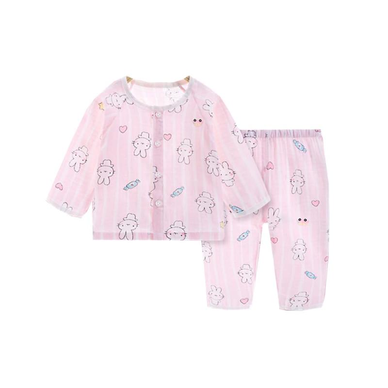 [Jaydyequ] ベビー服パジャマ春夏秋服薄手綿ガーゼ上下セット前開き長袖男の子女の子部屋着子供服総柄ソフトな肌触りの綿の素材、通気性に優れます。春の終わりから秋にかけて幅広くご使用いただけるパジャマ。上下セット、長袖、前開き、可愛い総...