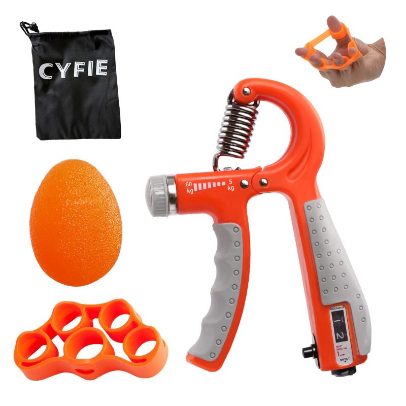 CYFIE グリップストレングストレーナーキット 調節可能な抵抗 10~130ポンド 前腕エクササイザー 指ストレッチャー ストレスボール 前腕強化 トレーニング 筋肉増強 回復用【高品質素材使用】本体は耐久性の高いPP素材、スプリングには...