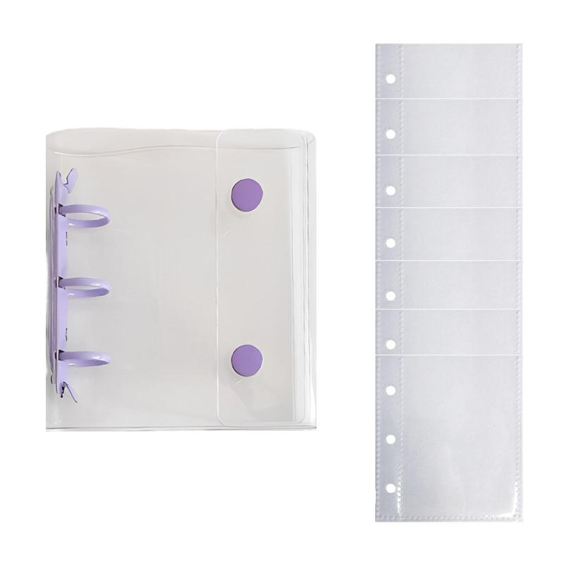 YFFSFDC シール帳 透明 A8サイズ 3穴 バインダー ミニシール手帳 プリクラ帳 カード収納 整理1