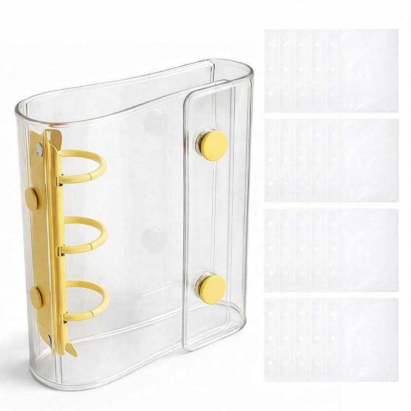 シール帳 透明 A8 シール手帳 クリア 活頁式 贴纸活页夹 小型 シール・写真収納 両面ポケット 20枚リフィル付き(1)【A8サイズ｜透明で持ち運びやすいシール帳】 コンパクトなA8サイズの透明シール帳。 小型で軽く、バッグやポーチにも...