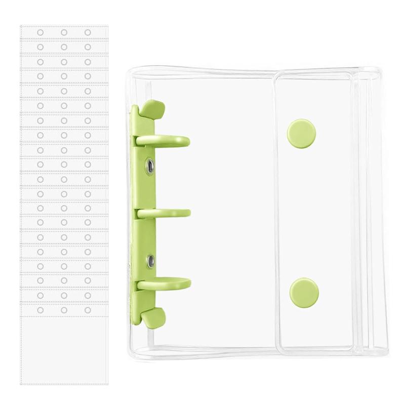 FsGrg シール帳 ミニ バインダー ルーズリーフノート 透明 A8 リフィル×20枚 カードポケット シール台紙 手帳 フォトアルバム コラージュノート【サイズと仕様】可愛くてコンパクトな透明バインダー。縦:11.5cm x 横:10c...