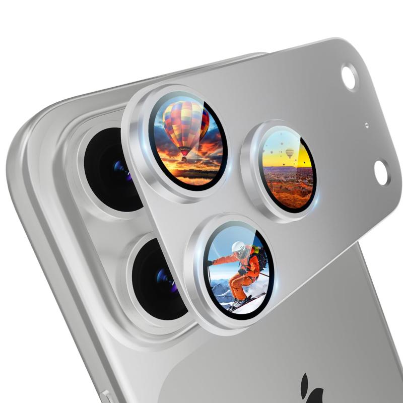 CANLER for iPhone 17 Pro Max カメラフィルム レンズカバー 強化ガラス レンズ全面保護フィルム アイフォン17プロマックス 用 アルミ合金フレーム付き 耐衝撃 傷防止 高透過率 簡単貼り付け ケース対応iPhon...