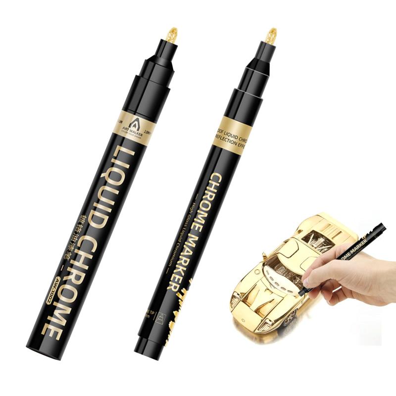 ADOFUN クロームメッキマーカーペン 銀メッキミラークロム効果：金メッキ 補修ペンはミラー効果、耐久性と滑らかさ、滑らかな表面、反射と光沢があり，使用時に手作りのDIYアートワークに非常に適しています。商品説明：銀メッキペン*2；複数サ...