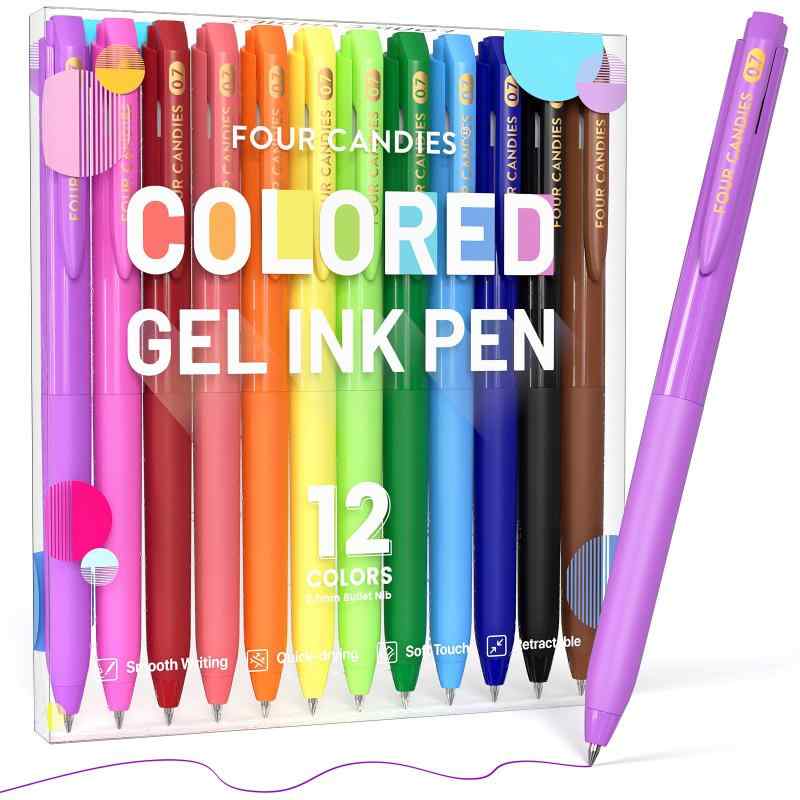 Four Candies パステル カラージェルボールペン 0.7mm ゲルインキボールペン 12/24本セット