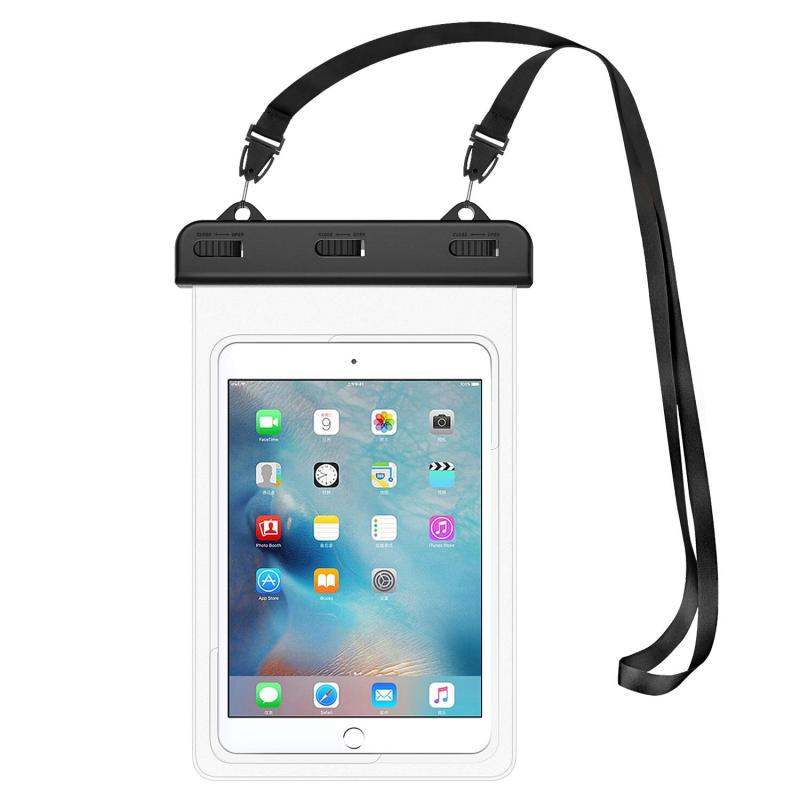 MoKo タブレット防水ケース お風呂 防水カバー 透明防水ケース 3重ロック 防水レベルIPX8 ストラップ付き 首掛けストラップ付き 浴室 お風呂 プール 水泳 砂浜 海水浴