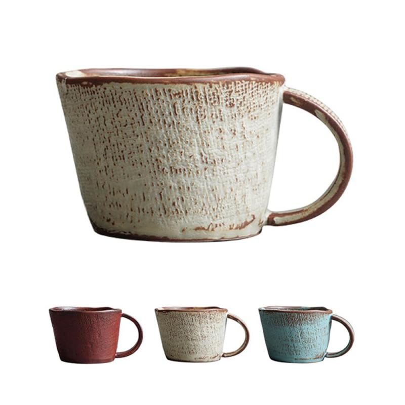 手作り陶器コーヒーカップ,レトロ風テクスチャー, マグカップサイズ仕様: 高さ7cm×直径13cm、飲み物を十分に楽しめる大きさで、持ち運びやすいコンパクトなデザイン職人技: 一つ一つ丁寧に作られた手作り陶器で、独特の質感と味わい深い風合い...